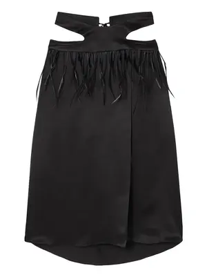 MAXIMILIAN Cutout Hammered Silksatin Skirt - Black