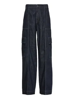 Ag X Emrata Amia High-rise Cargo Jeans - Blue