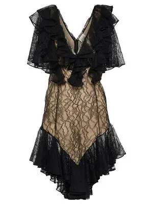 Khaite Eyona Chantilly Lace Mini Dress - Black
