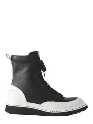 Loewe Two-tone Leather Combat Boots - Black