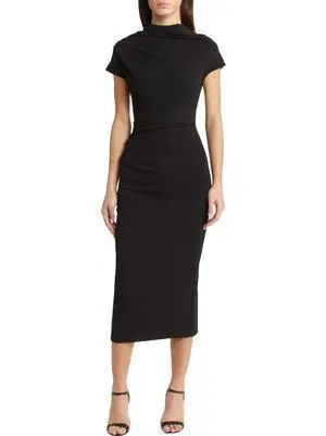 NIKKI LUND Marilyn Ruched Knit Dress - Black