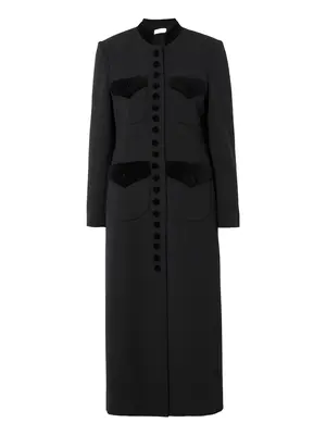 LIBEROWE Net Sustain Velvet-trimmed Wool Coat - Black