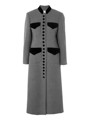 LIBEROWE Net Sustain Velvet-trimmed Wool Coat - Gray