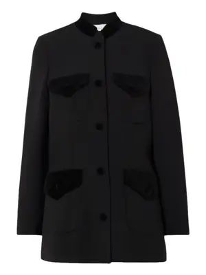LIBEROWE Raja Velvet-trimmed Wool Jacket - Black