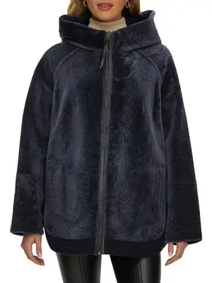 Gorski Gorski Reversible Shearling Lamb Parka Jacket Dark Blue