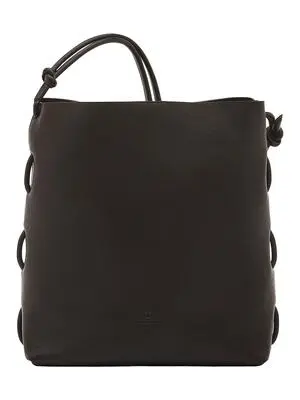 Il Bisonte Snodo Knot Leather Shoulder Bag Black
