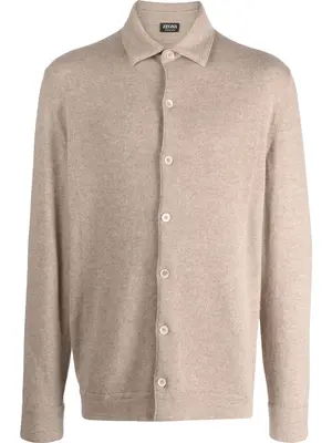 Zegna Classic-collar Cashmere Cardigan - Neutrals