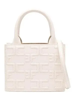 Elisabetta Franchi Monogram Mini Bag - White