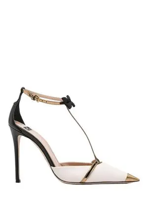 Elisabetta Franchi 105mm Bow-detail Leather Pumps - Neutrals