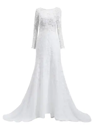 Tadashi Shoji Holden Embroidered Mermaid Gown - White