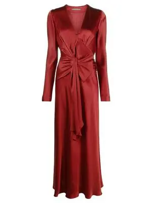 Alberta Ferretti Bow-detail Draped Gown - Red