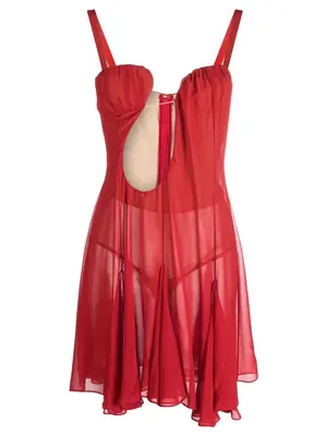 NENSI DOJAKA Cut-out Tulle Minidress - Red