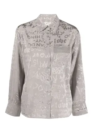 Zadig&Voltaire Slogan-print Silk Shirt - Grey
