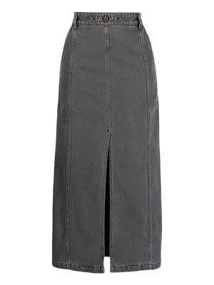 PATOU Patou Slit-Detail Midi Skirt Grey