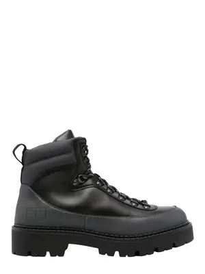 Tommy Hilfiger Panelled Leather Boots - Black