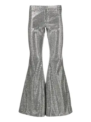ERL Sequinned Flared Trousers - Silver