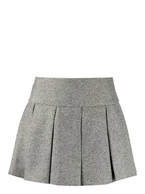Patou Pleated Virgin Wool Miniskirt - Black
