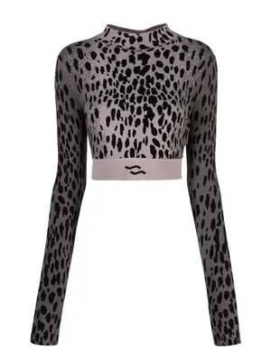 SSHEENA Ssheena Hyena-Pattern Cropped Jumper