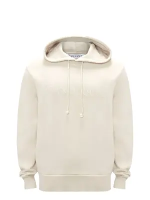 JW Anderson Logo-embroidered Cotton Hoodie - Neutrals