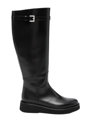 DOUCAL'S Buckled Knee-high Boots - Black