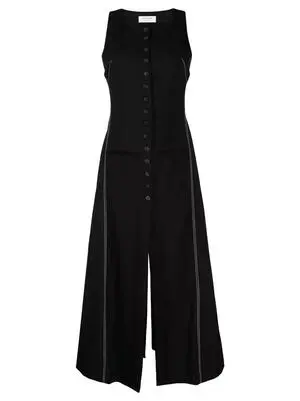 MARINE SERRE Button-front Midi Dress - Black