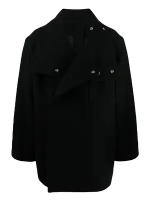 Rick Owens Double-breasted Virgin Wool Coat - Black