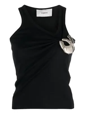 Coperni Metal-embellished Cotton Tank Top - Black