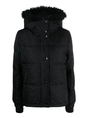 YVES SALOMON Monogram-pattern Hooded Down Jacket - Black