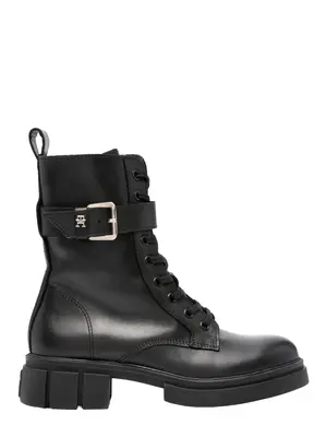 Tommy Hilfiger 40mm Leather Boots - Black