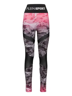 PLEIN SPORT Camouflage-print High-waisted Leggings - Pink