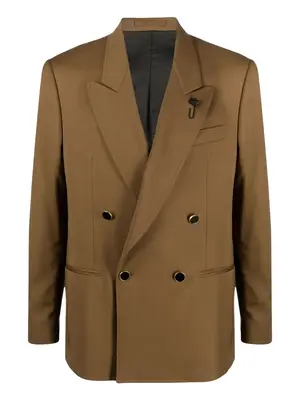 LARDINI Double-breasted Wool Blazer - Brown