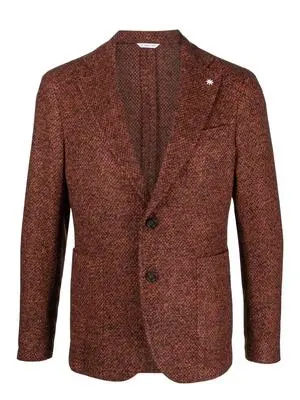 MANUEL RITZ Enamel-detail Single-breasted Blazer - Orange