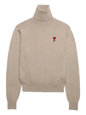 AMI AMI Paris Logo-Embroidered Roll-Neck Jumper