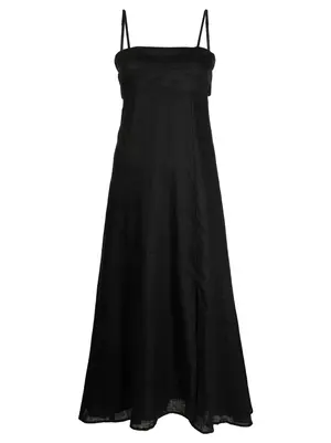 Faithfull The Brand Square-neck Linen Midi Dress - Black