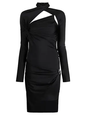 Coperni Asymmetric Twisted Mini Dress - Black