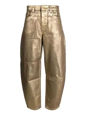 GANNI Stary Foiled Denim Jeans - Gold
