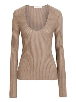 Co Co Ribbed Cashmere Sweater Taupe