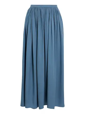 Iris & Ink Gathered Satin-jacquard Midi Skirt - Slate Blue