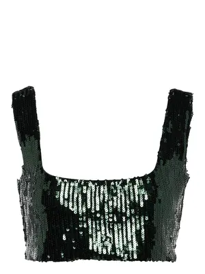Galvan Beating Heart Sequin Top - Green
