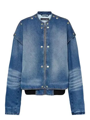 Y/project Snap Off Denim Bomber Jacket - Blue