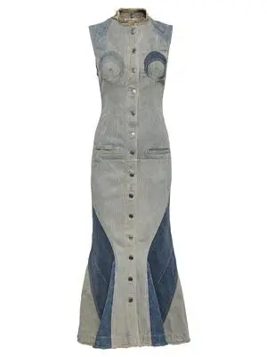 MARINE SERRE All Over Moon Denim Maxi Dress - Blue