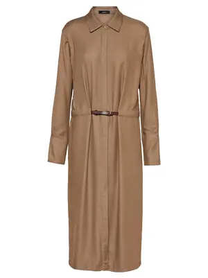 JOSEPH Daval Twill Midi Shirt Dress - Brown
