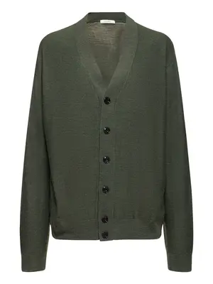 LEMAIRE LEMAIRE Relaxed Twisted Wool-Blend Cardigan Green