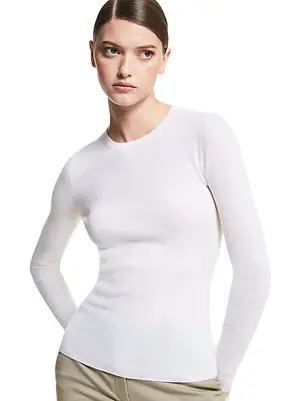 Michael Kors Hutton Featherweight Cashmere Sweater - White