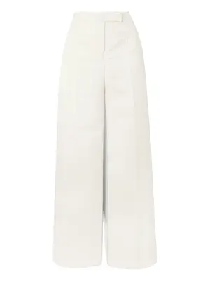Sasuphi Net Sustain Andrea Wool And Silk-blend Wide-leg Pants - Ivory