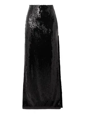 Galvan Sequined Tulle Maxi Skirt - Black