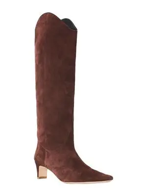 Staud Wally Western Boots - Mahogany