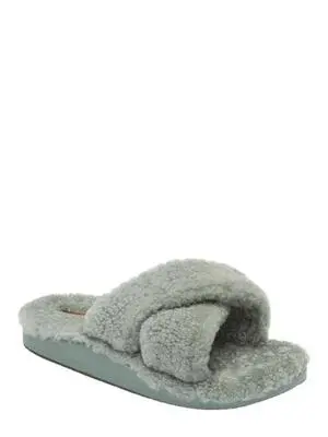Olukai Hila Heu Shearling Slippers - Muted Green/muted Green