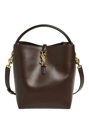 Saint Laurent Le 37 Leather Bucket Bag - Arabica