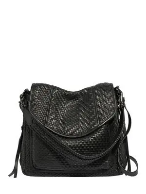 AIMEE Woven Leather Shoulder Bag - Black